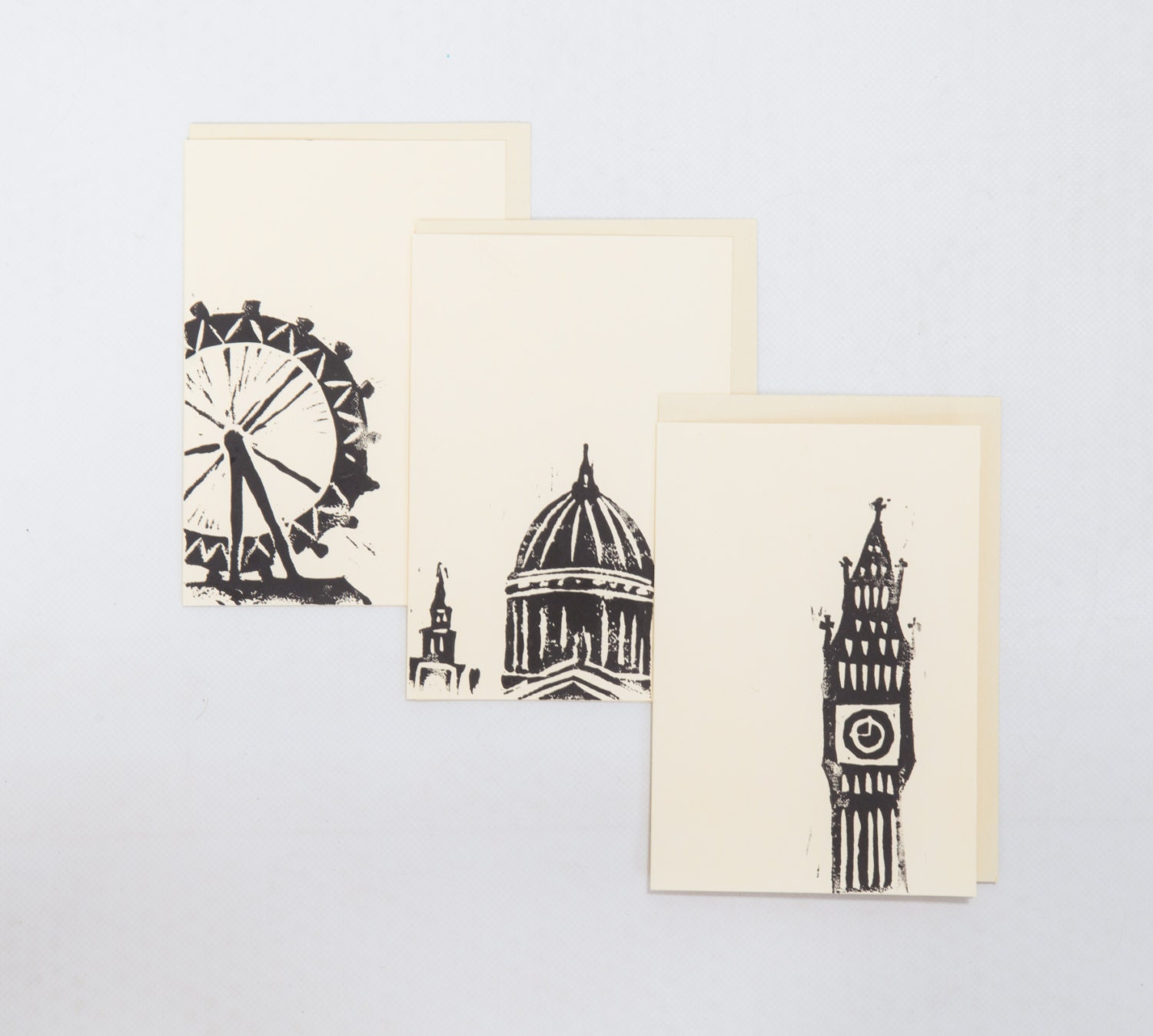 London Landmarks: Building Set- Handprinted Linoprint Card Set (3 Cards ...