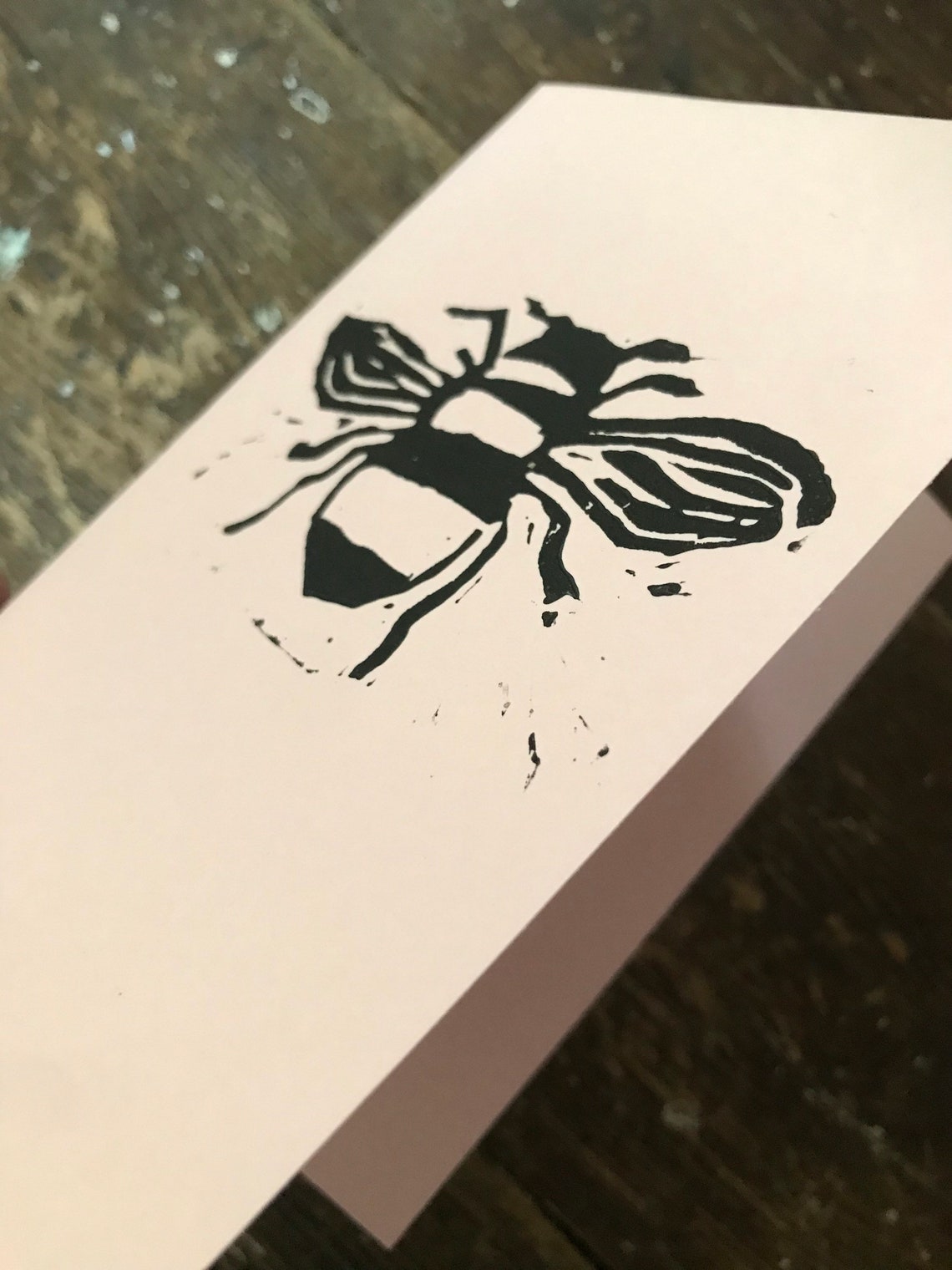 Bee Handprinted Linocut Card - Etsy