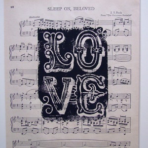 Vintage Sheet Music Love Linoprint Print - Etsy