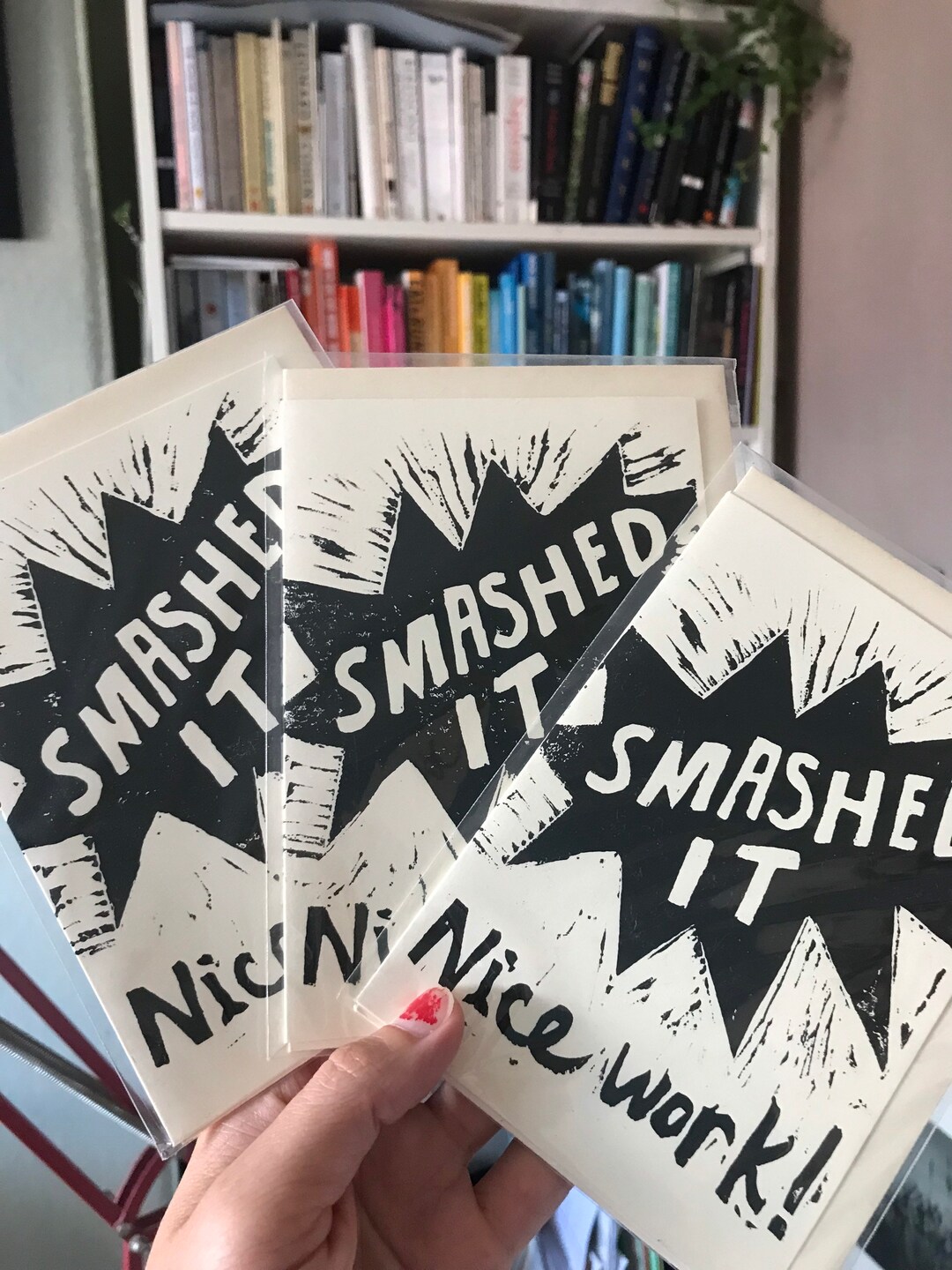 Smashed It Handprinted Linocut Card - Etsy