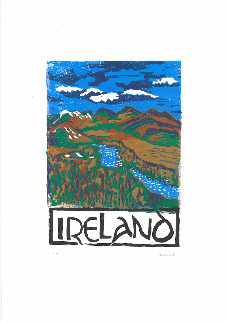 Ireland Reduction Linocut Print - Etsy