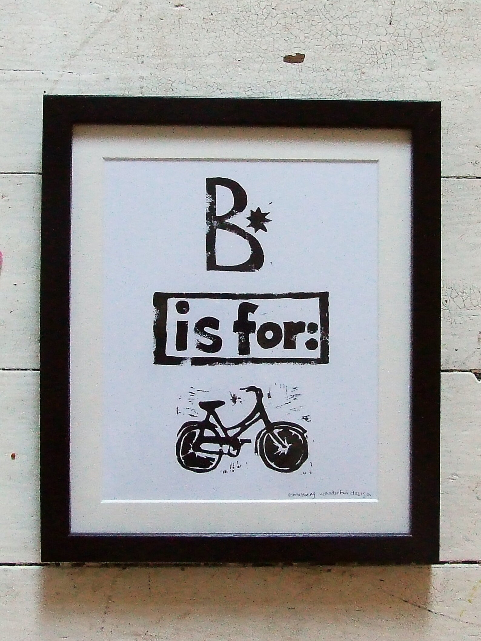 B is for Bicycle Linoprint Poster - Etsy