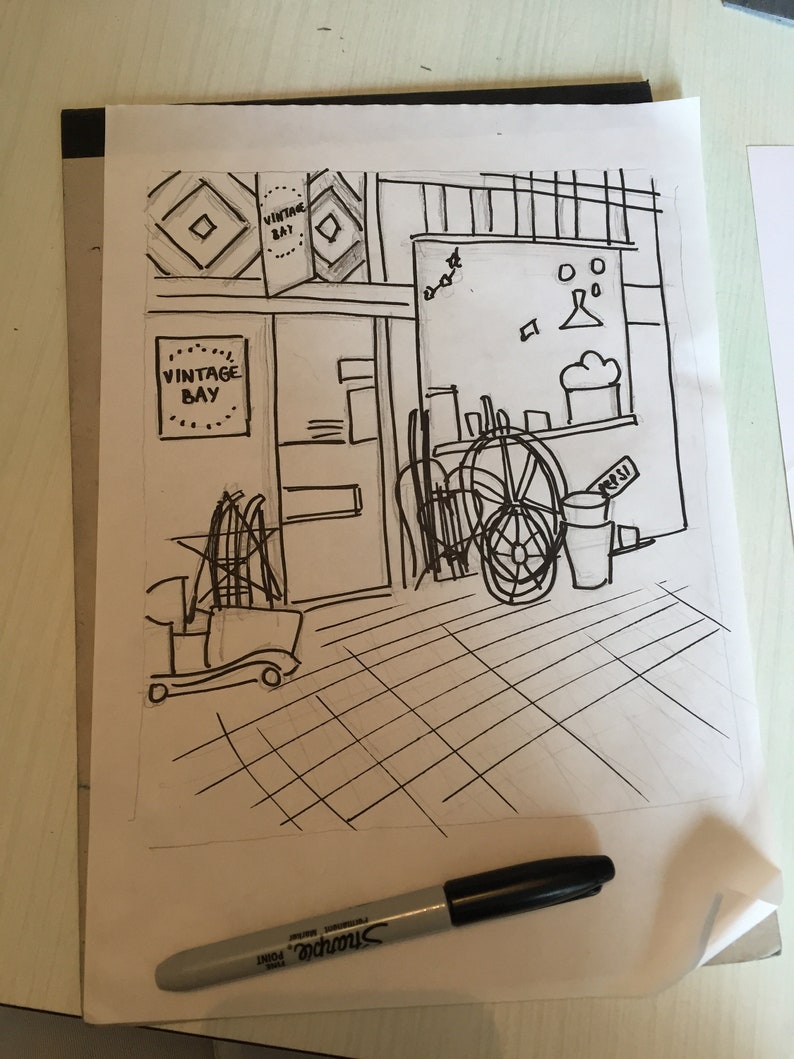 Bespoke Shop Illustration: Original Linoprint and Digital File - Etsy