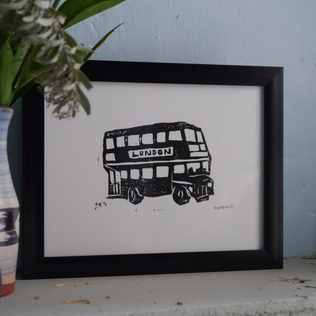 Iconic London London Bus Linocut Print - Etsy