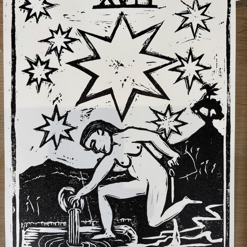Lino Print Star Sign - Etsy UK