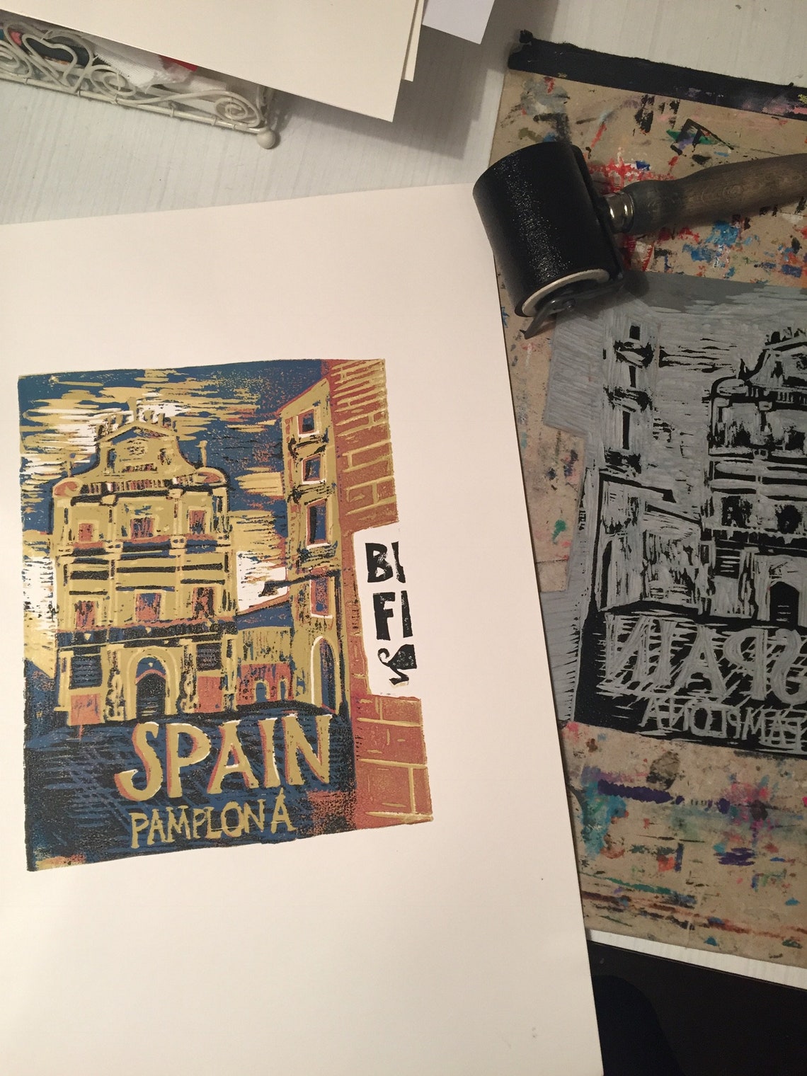 Spain Reduction Linocut Print - Etsy