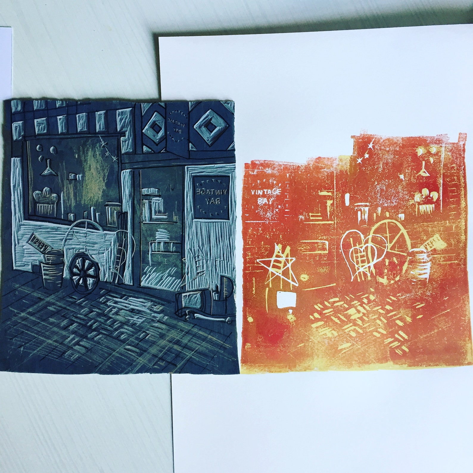 Bespoke Shop Illustration: Original Linoprint and Digital File - Etsy