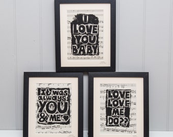 Music Linocut | Etsy