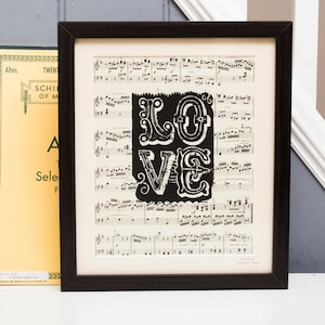 Vintage Sheet Music Love Linoprint Print - Etsy