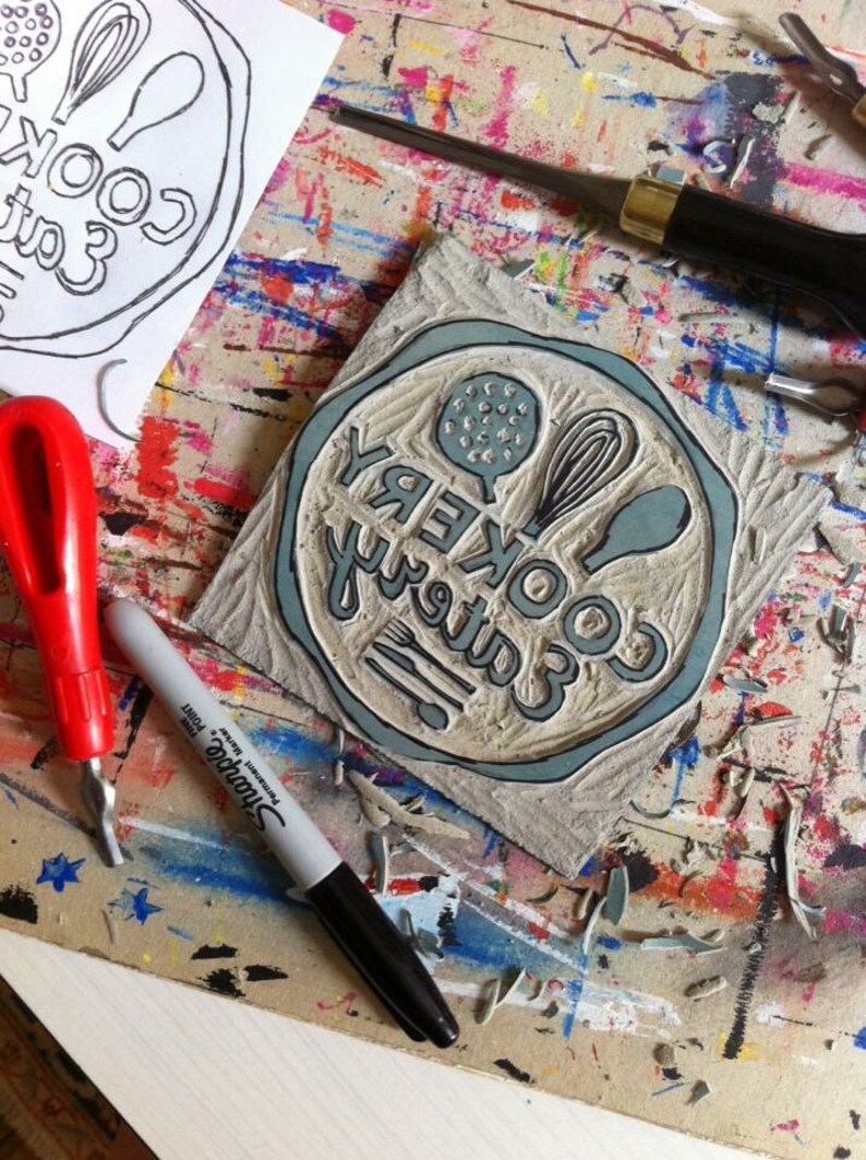 Your Logo as a Linocut - Etsy