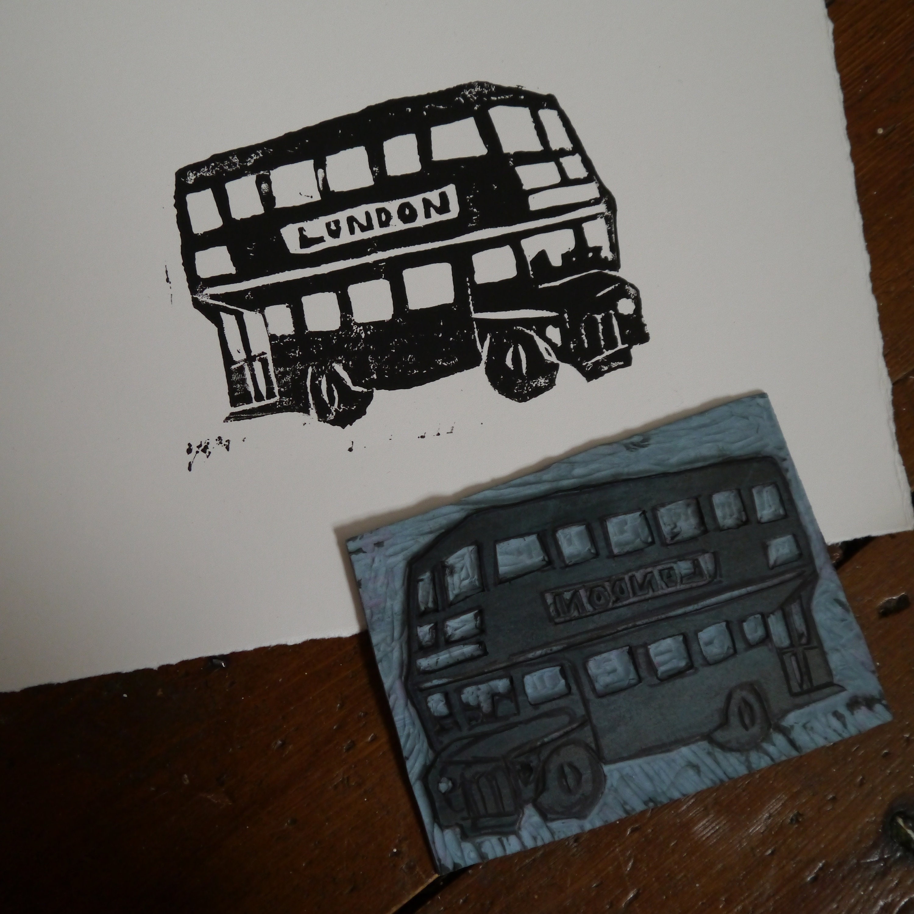 Iconic London- London Bus, Linocut Print - Etsy