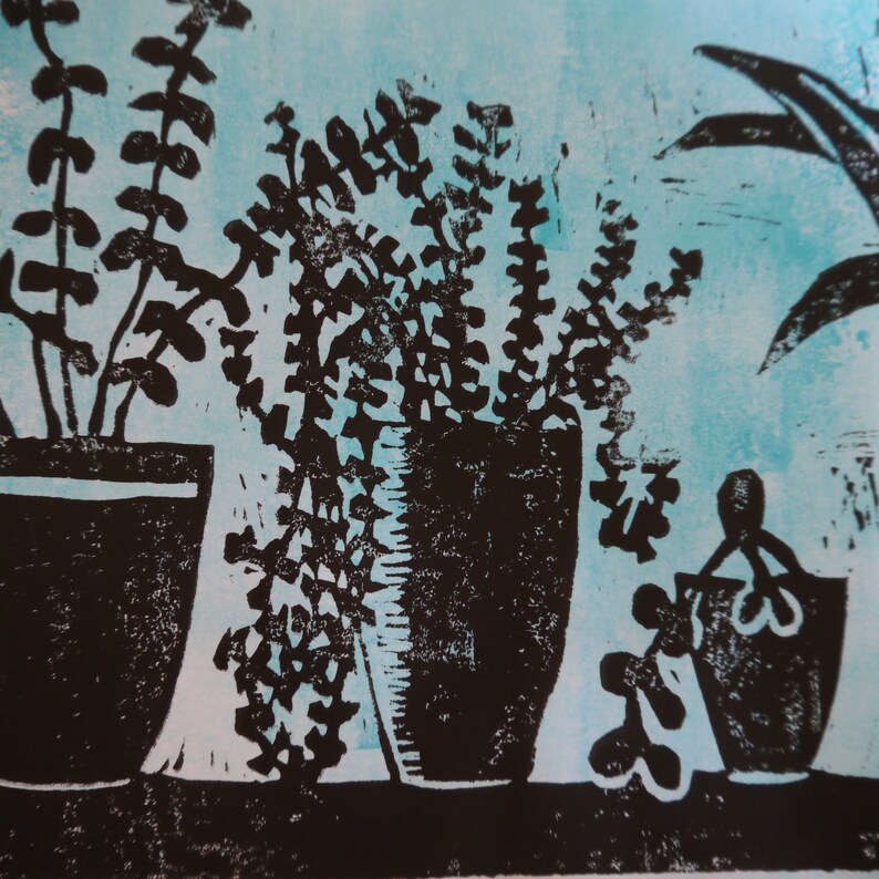 Cactus Succulents Original Linoprint - Etsy