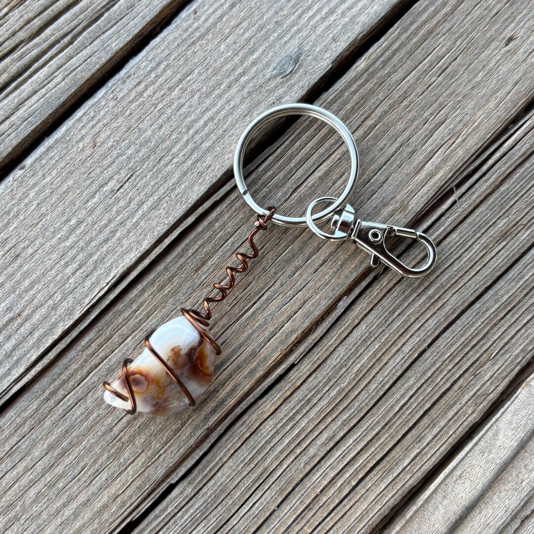 Arizona Desert Stone Keychain | Handmade Wire Wrapped Keychain - Etsy
