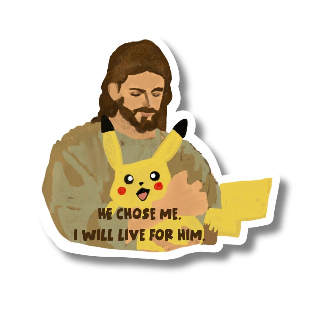 Pikachu and Jesus Sticker, Pikachu I Choose You Stickers, Religious ...