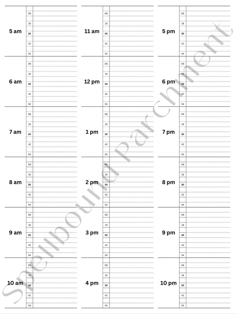 6 Minute Increment Time Tracker - Digital Downloads - Etsy