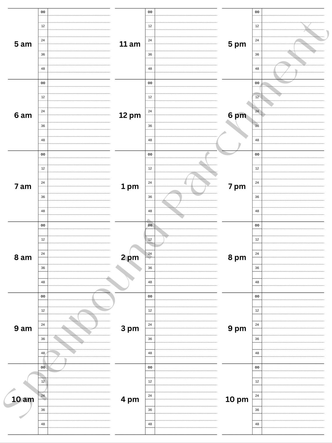 6 Minute Increment Time Tracker - Digital Downloads - Etsy