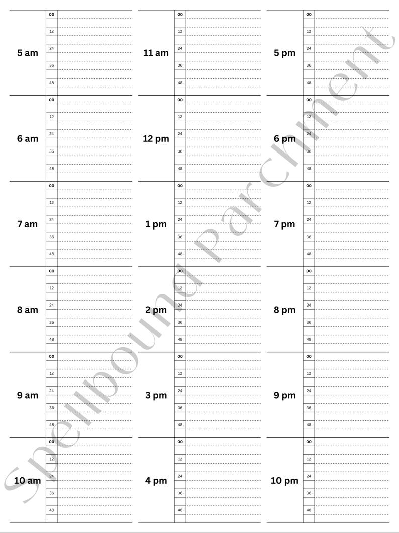 6 Minute Increment Time Tracker - Digital Downloads - Etsy
