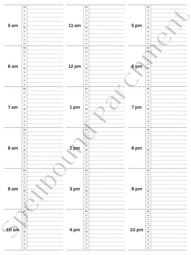 6 Minute Increment Time Tracker - Digital Downloads - Etsy