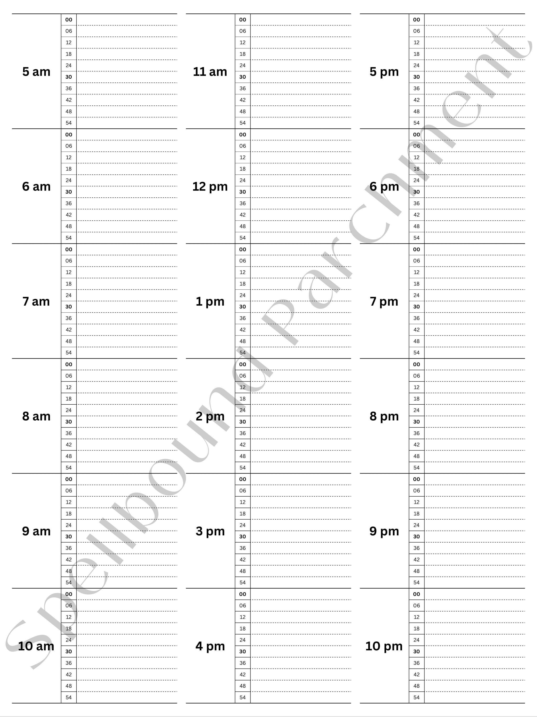 6 Minute Increment Time Tracker - Digital Downloads - Etsy