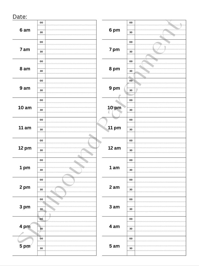 15 Minute Increment 24 Hour Time Tracker - Digital Download - Etsy