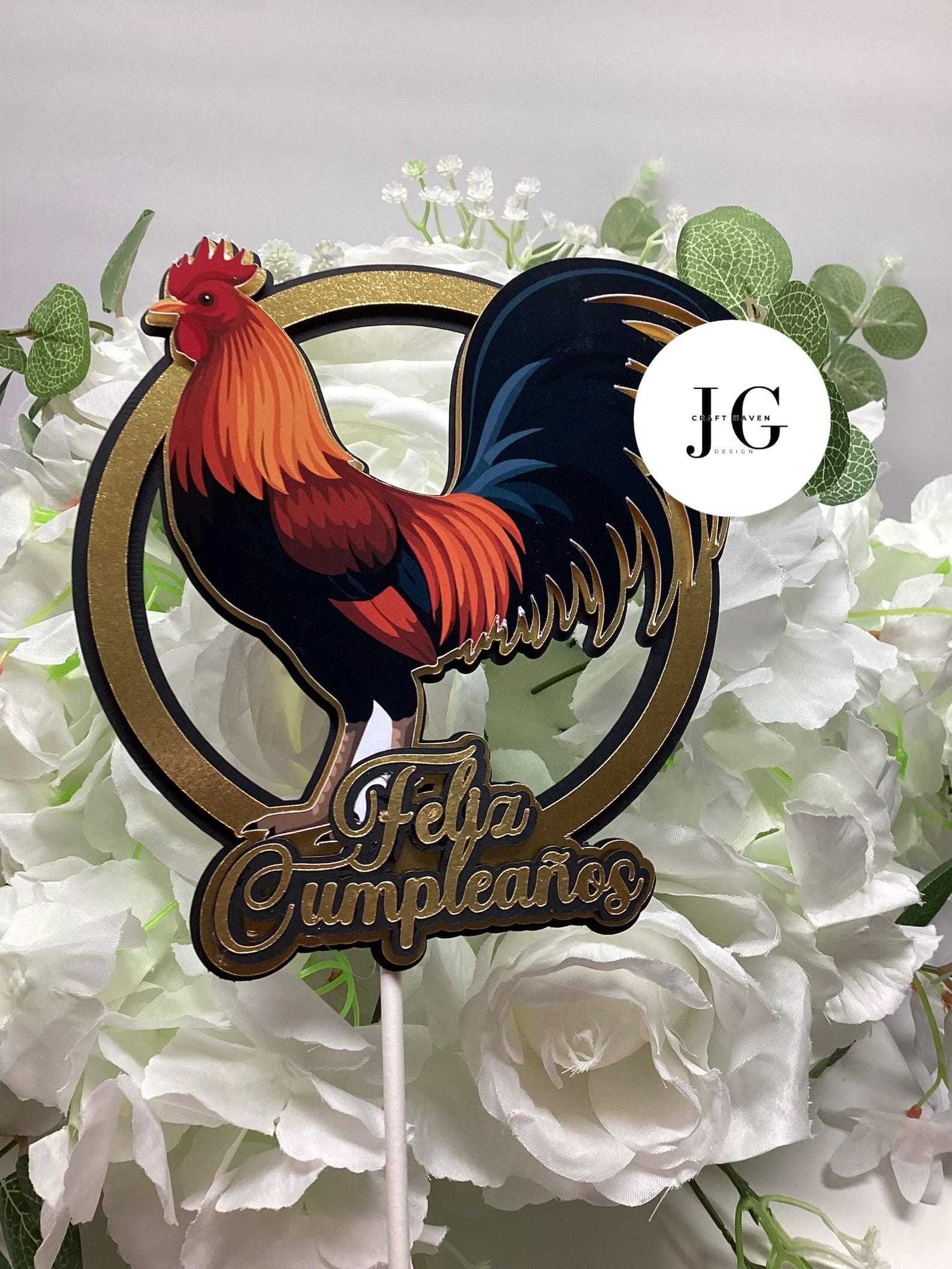 Rooster Cake Topper Happy Birthday, Feliz Cumpleaños Decorations ...