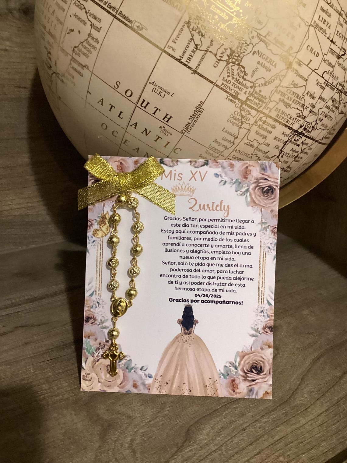 Quinceañera Favors: Prayer Card With Rosary, Personalized Mis XV ...