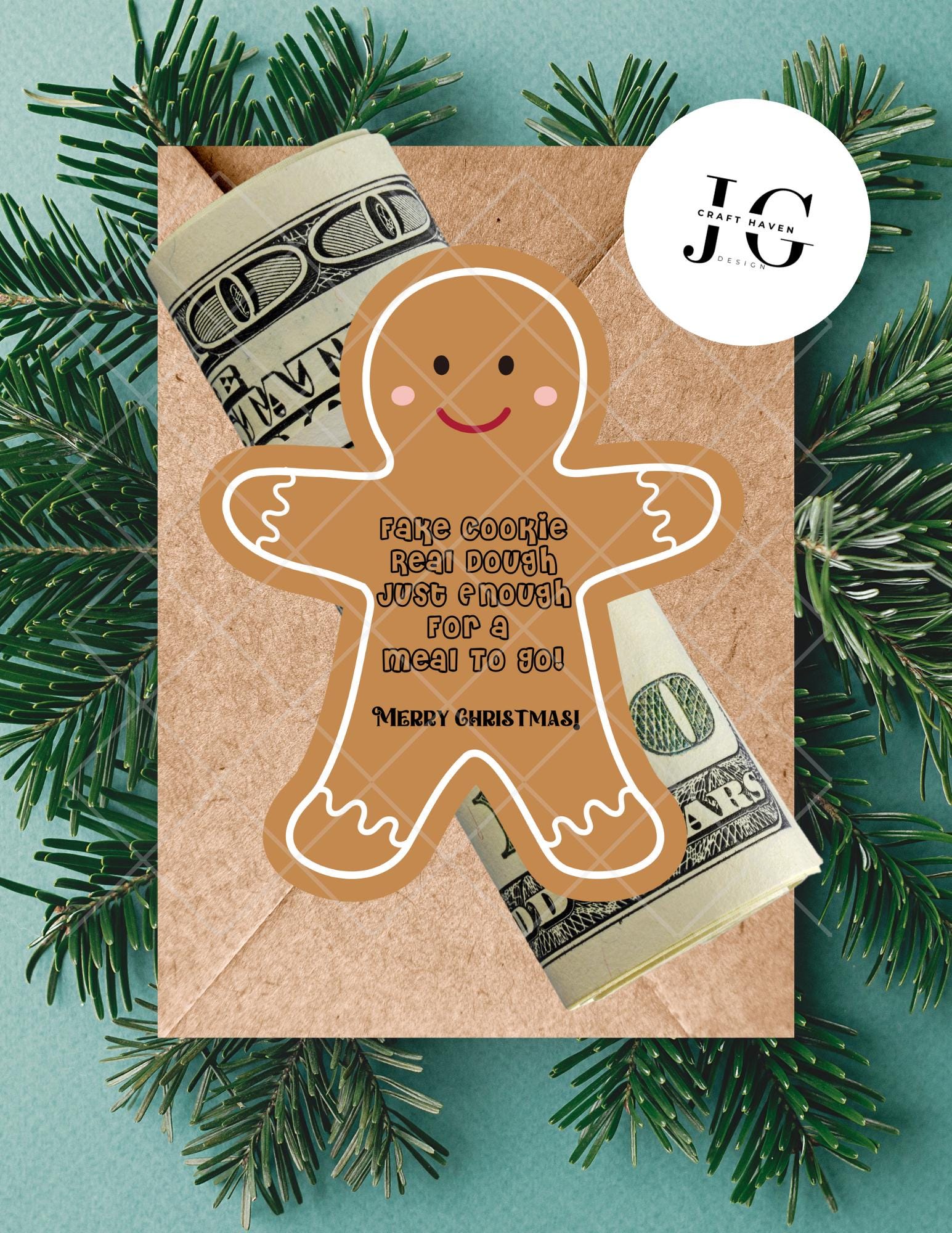 Printable Gingerbread Man Money Holder PDF File, Holiday Dough, Funny ...