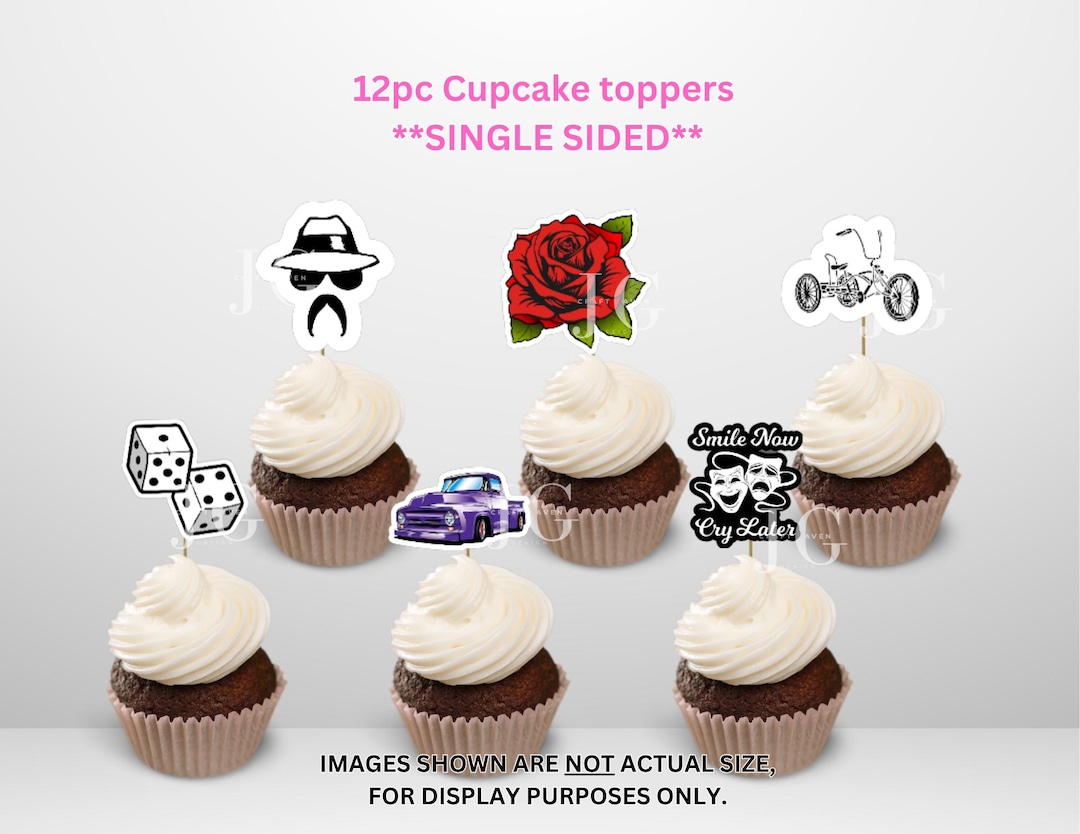 12pc Lowrider Cupcake Toppers, Chicano Party Decor, Homies Birthday ...