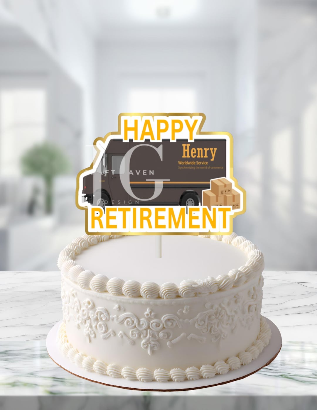 Personalized Retirement Cake Topper: UPS Delivery Truck Decor, Brown ...