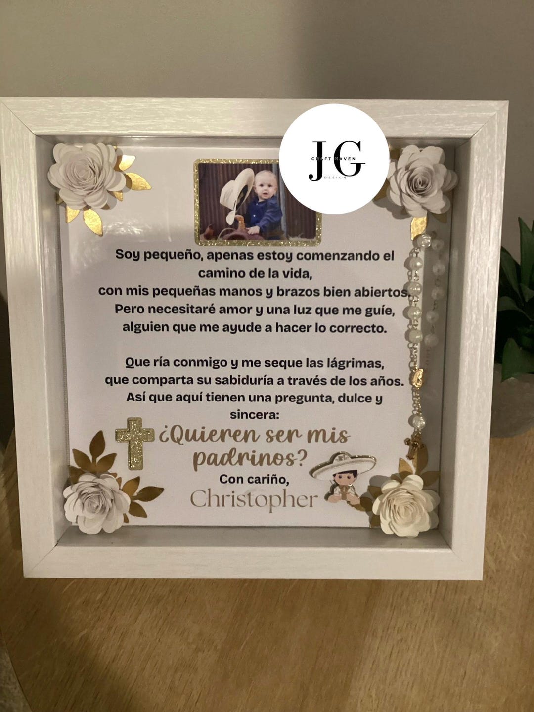 Baptism Proposal Shadow Box, Godparent's Proposal Gift, Personalized ...