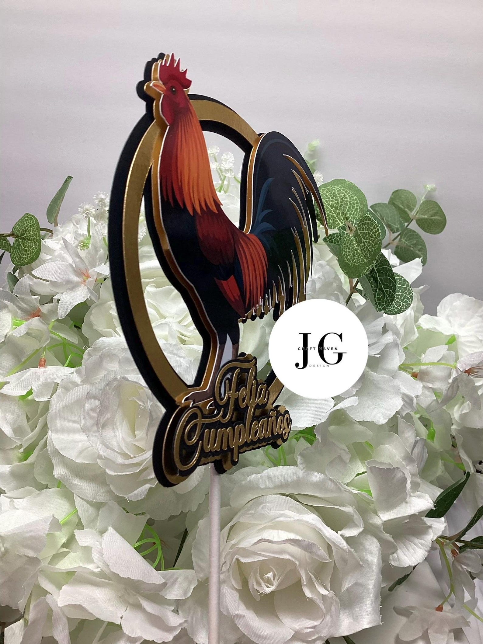 Rooster Cake Topper Happy Birthday, Feliz Cumpleaños Decorations ...