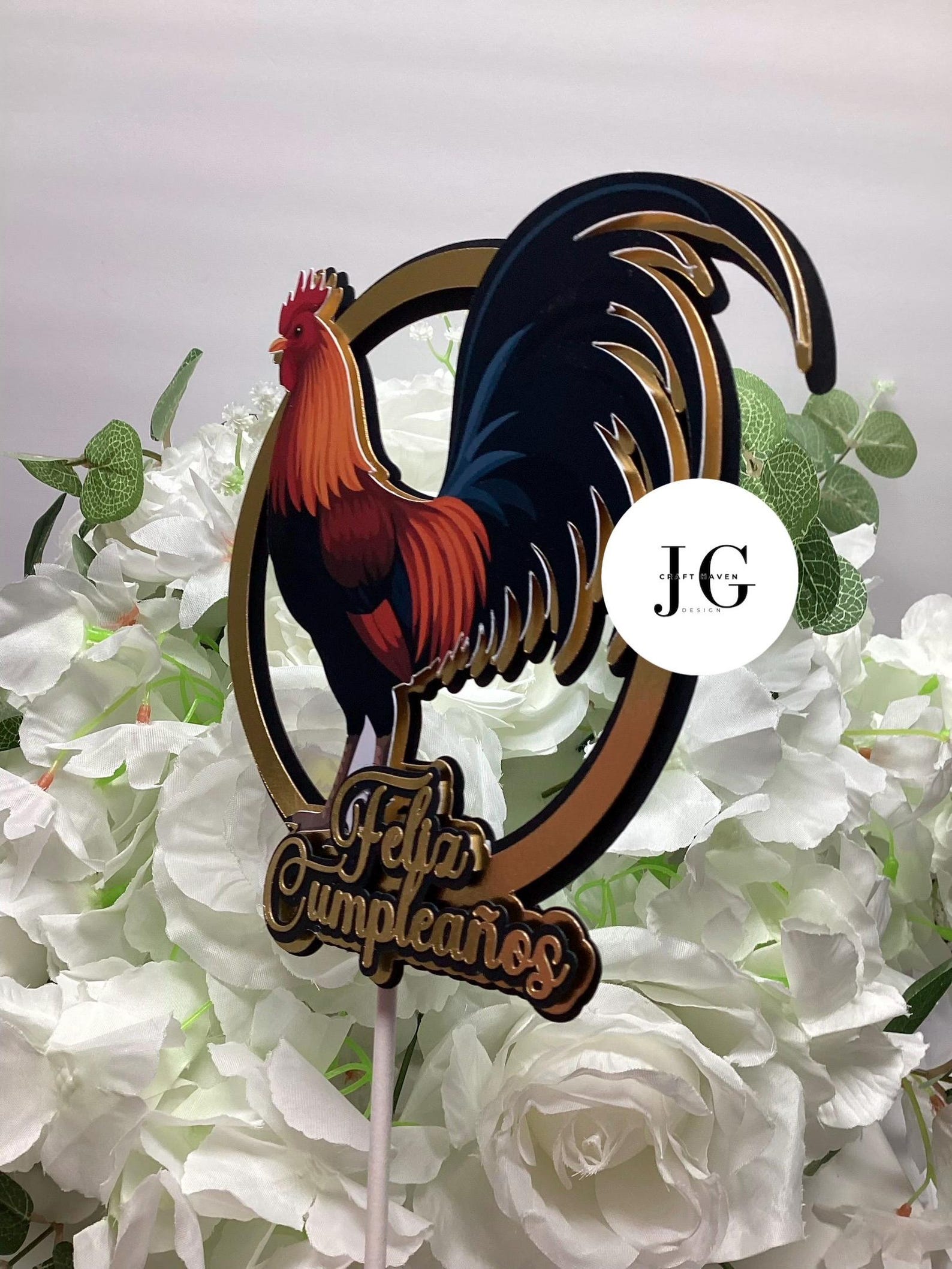 Rooster Cake Topper Happy Birthday, Feliz Cumpleaños Decorations ...