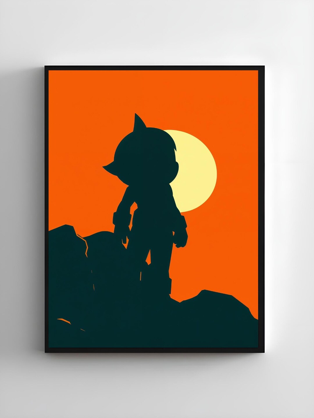 Astro Boy Shadow Art, Minimalist Anime Poster, Retro Sci-fi Digital ...