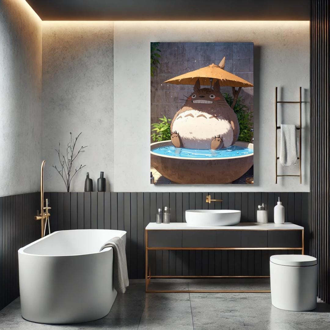 Totoro Inspired Funny Bathroom Art, Studio Ghibli-inspired Toilet Decor ...