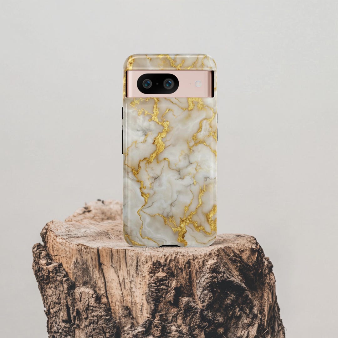Gold Veined White Marble Pattern Phone Case for Google Pixel High-end ...