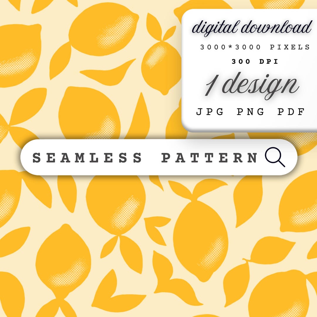 Seamless Lemon Pattern Digital Download Lemon Background Digital Paper ...