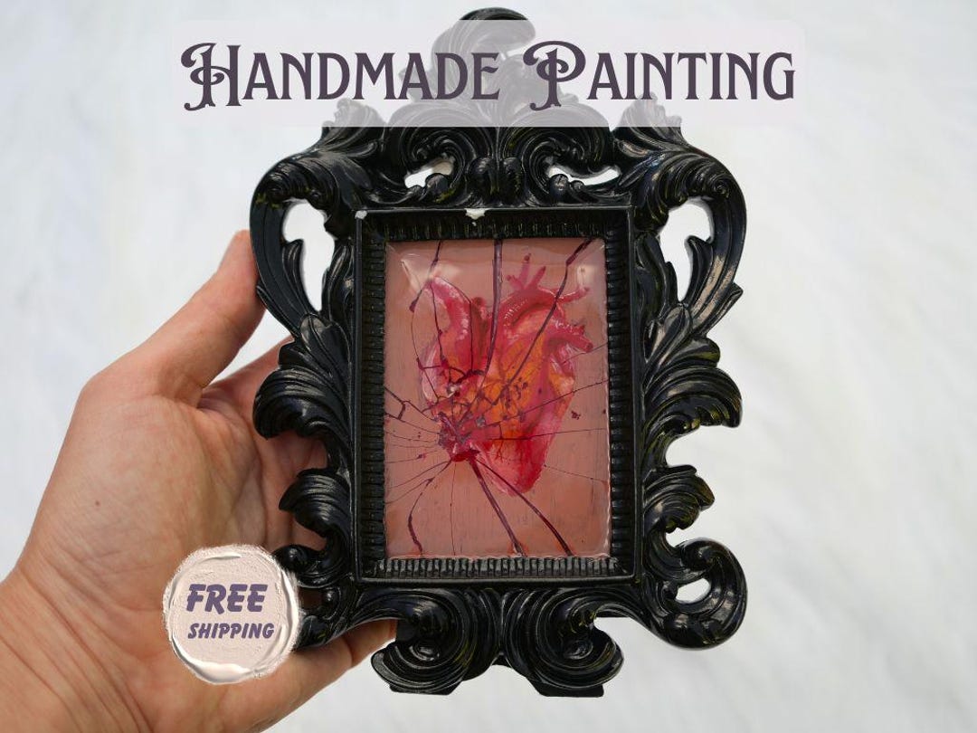 Handmade Oil Painting on Glass Broken Heart Gift for Divorce Overcoming ...