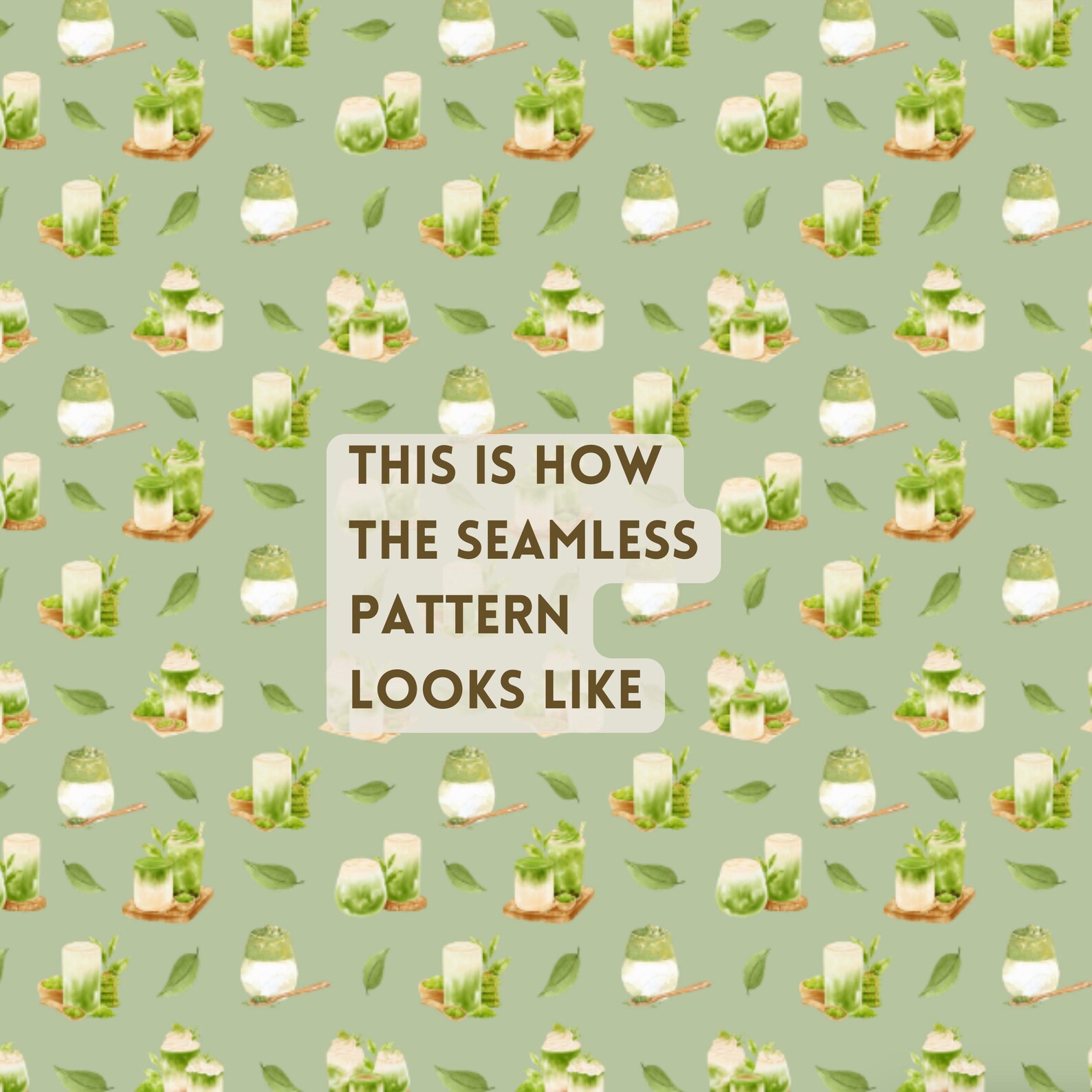 Matcha Tea Repeating Digital Pattern Matcha Themed Cozy Home Decor ...