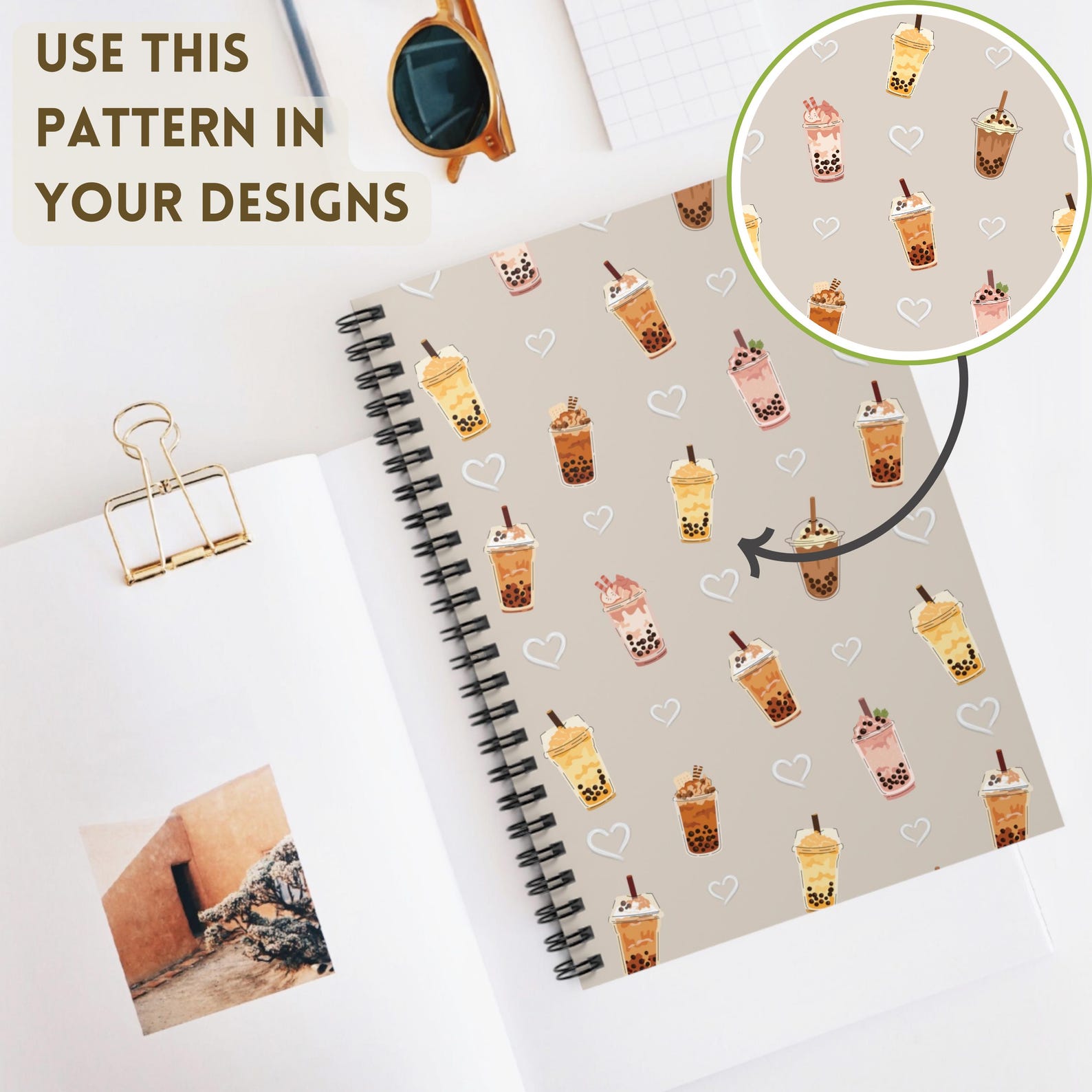 Bubble Tea Themed Digital Paper for Digital Journal Page Background ...