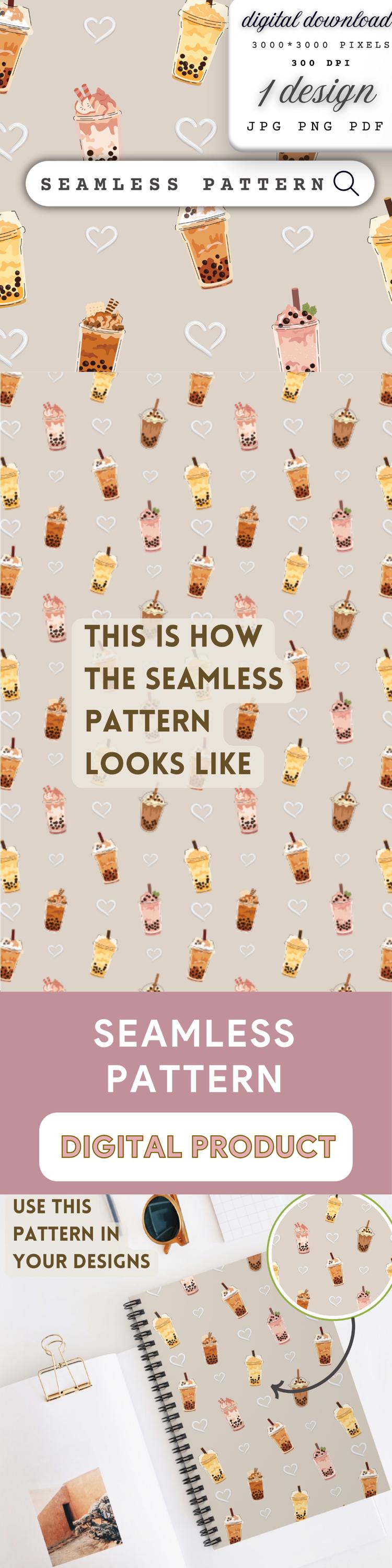 Bubble Tea Themed Digital Paper for Digital Journal Page Background ...