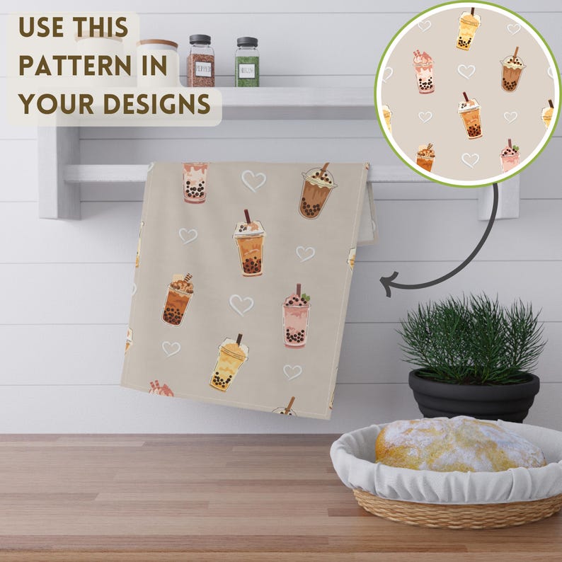 Bubble Tea Themed Digital Paper for Digital Journal Page Background ...