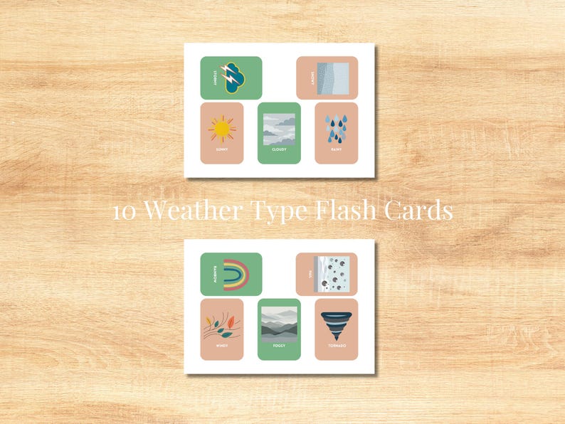 Weather + Season Flash Cards – Printable A4 PDF, Educational Resource ...