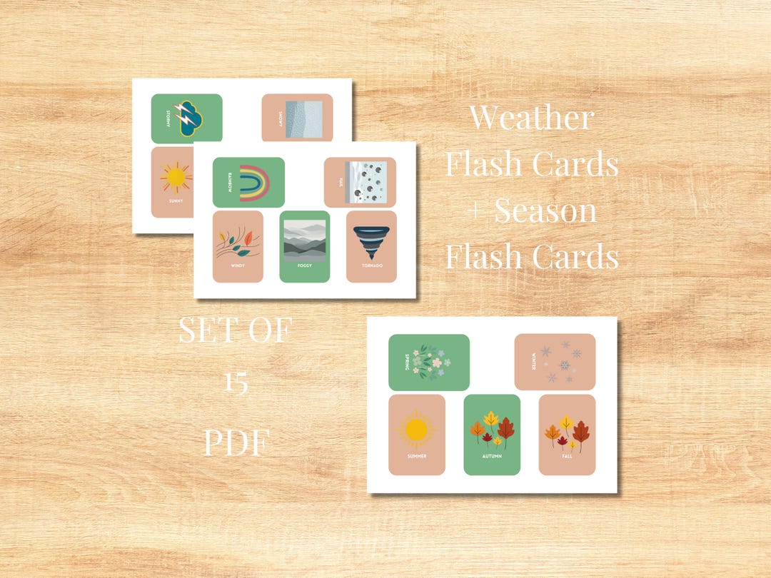 Weather + Season Flash Cards – Printable A4 PDF, Educational Resource ...