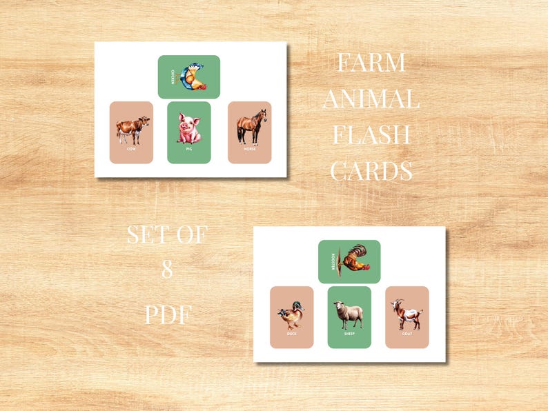 Farm Animal Flash Cards – Printable A4 PDF, Educational Resource for ...