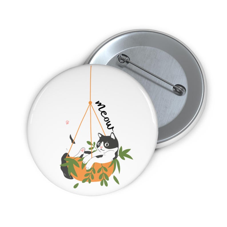 Custom Cat-themed Pin Buttons Cute Meow Design, Cat Lover Gift, Fun ...