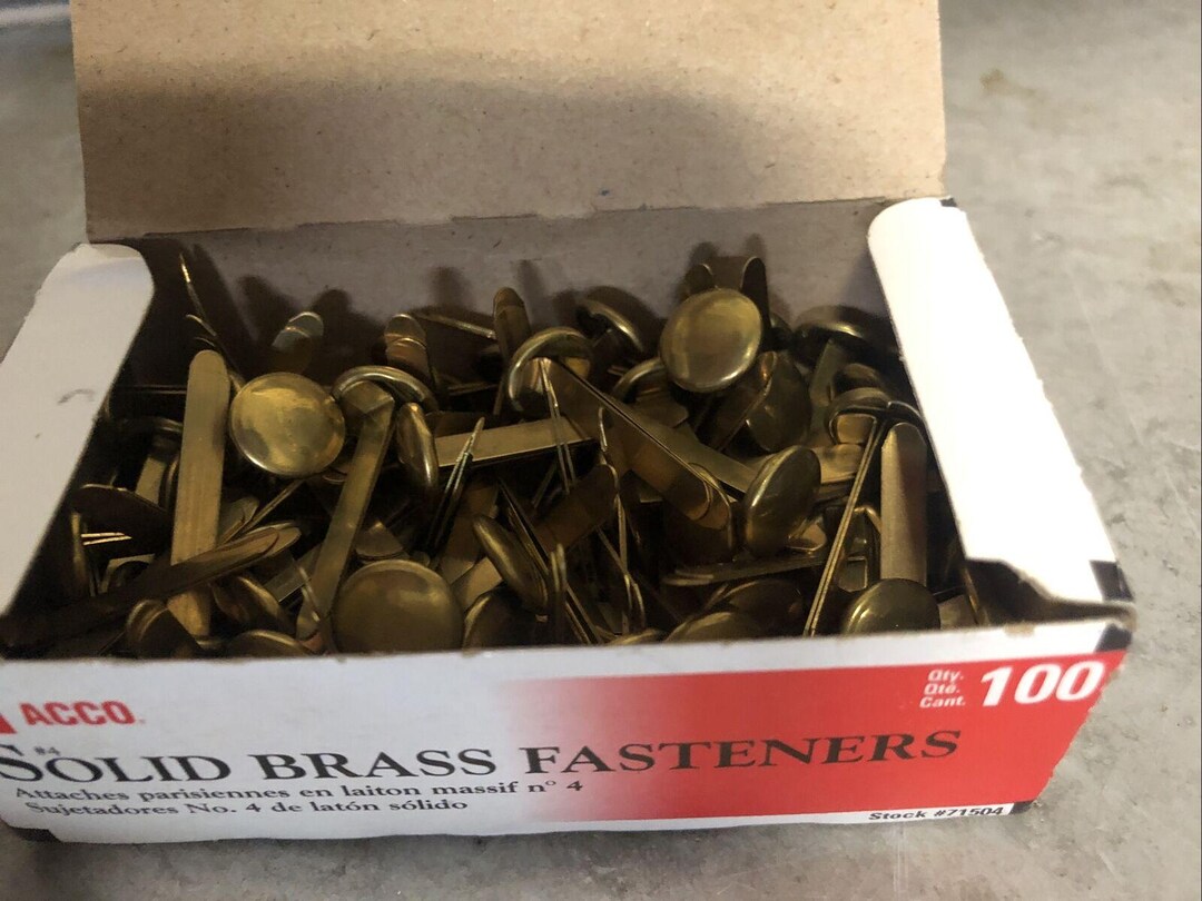 Acco Brass Prong Paper File Fasteners 1 Length 100/box 71504 - Etsy