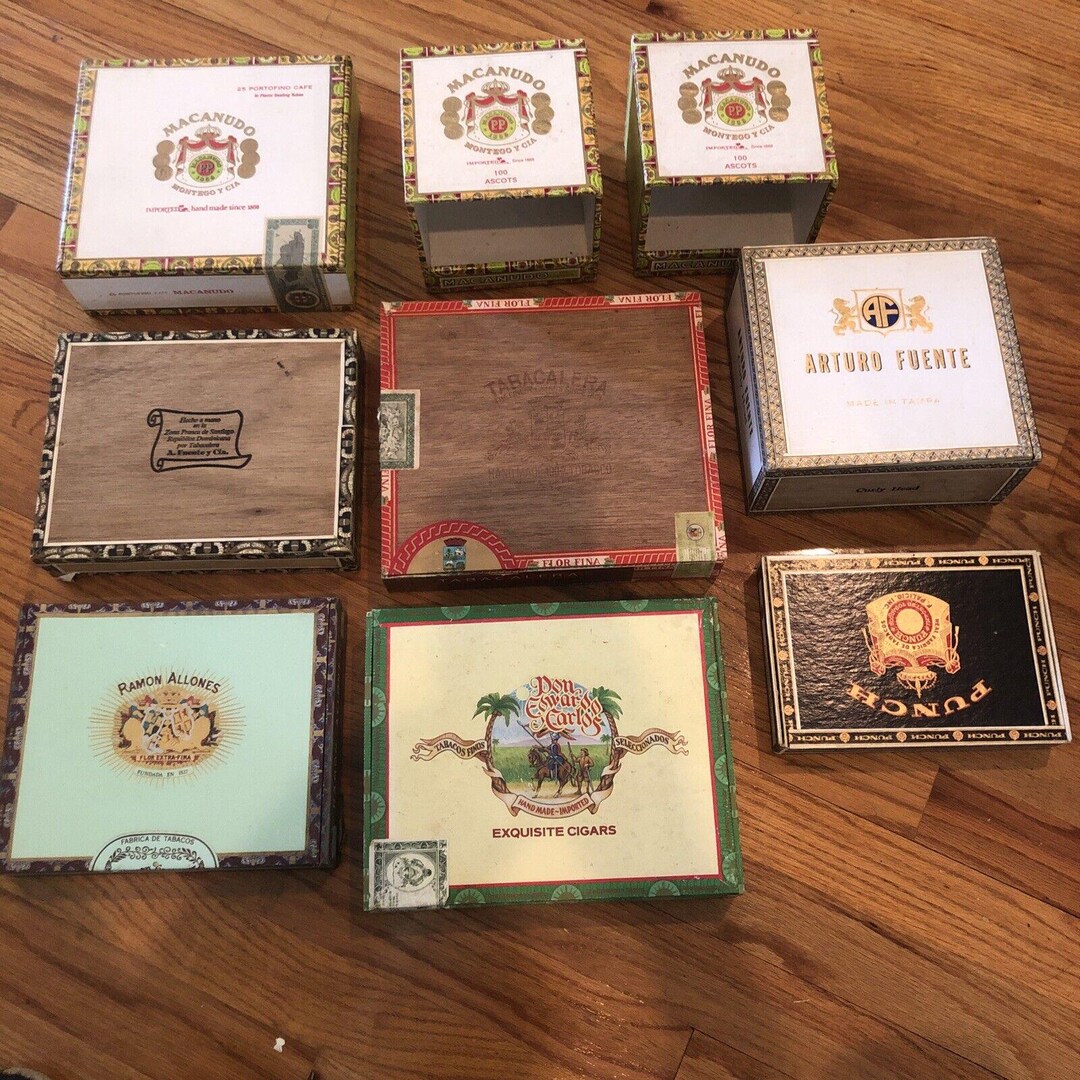 Lot of 9 Empty Wooden Cigar Boxes - Etsy