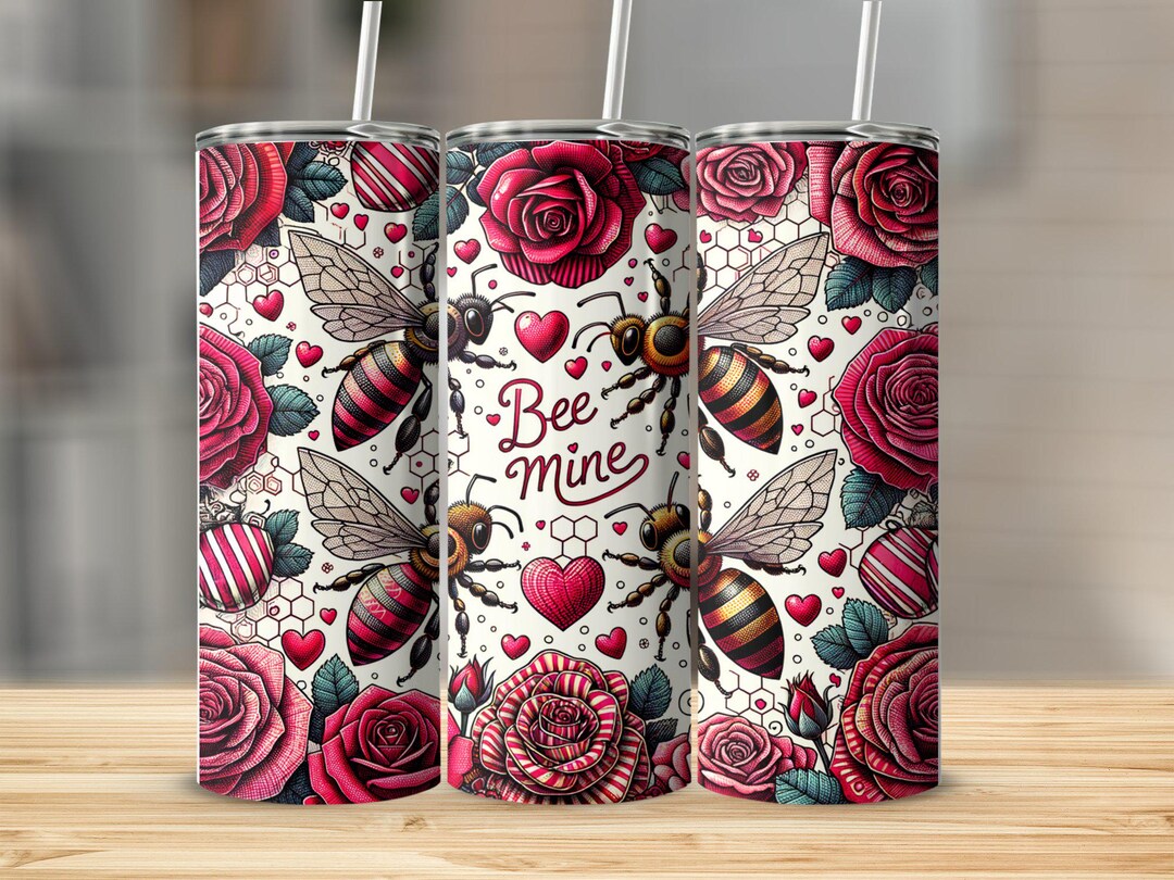 Bee Mine Bumblebee Hearts Valentines Day 20 Oz Skinny Tumbler ...