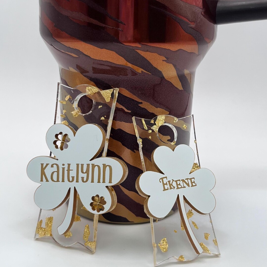 Lucky Shamrock Name Plate, St. Paddy's Day Gold Tumbler Topper for ...