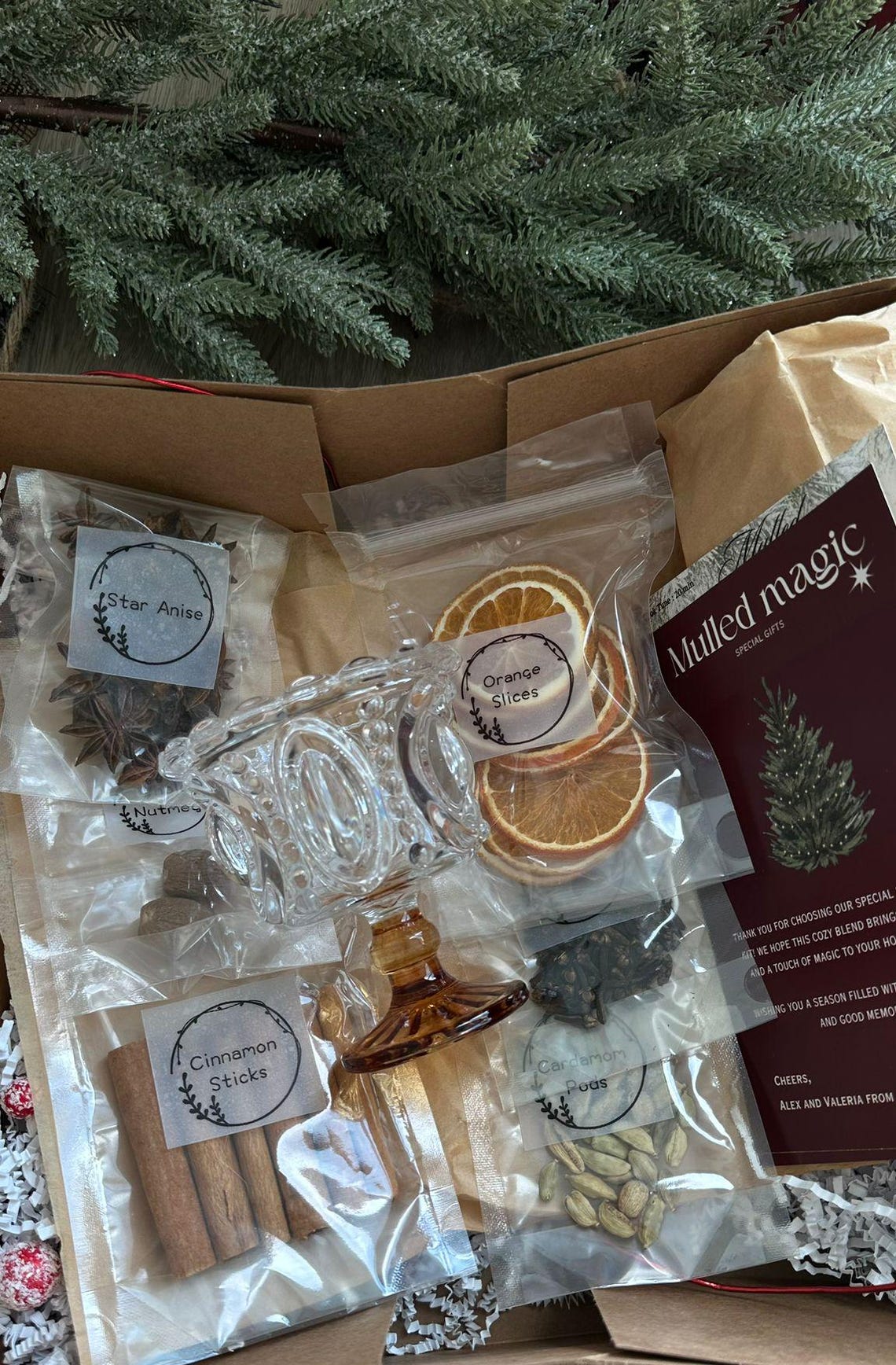 Holiday Mulled Wine Kit W/ Spices, Glass & Scented Candle | Christmas ...